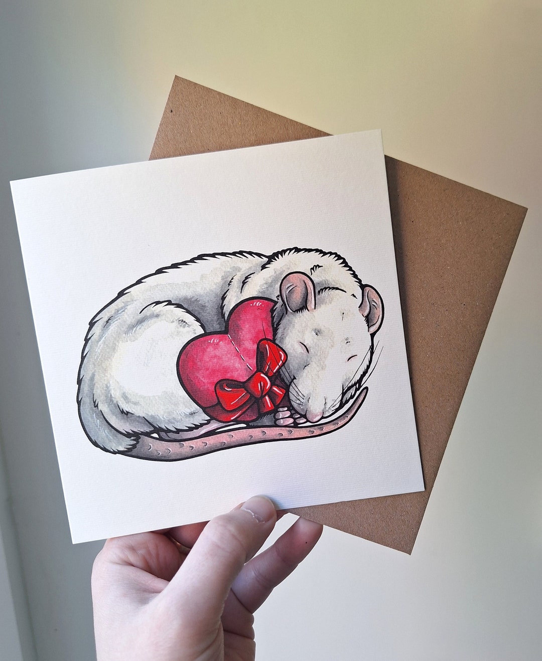White PET FANCY RAT Greetings Card / Printed Art Design by York Artist ...