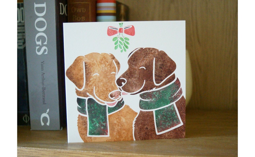LABRADOR RETRIEVER Christmas Cards / Yellow/chocolate Gundog Pair ...
