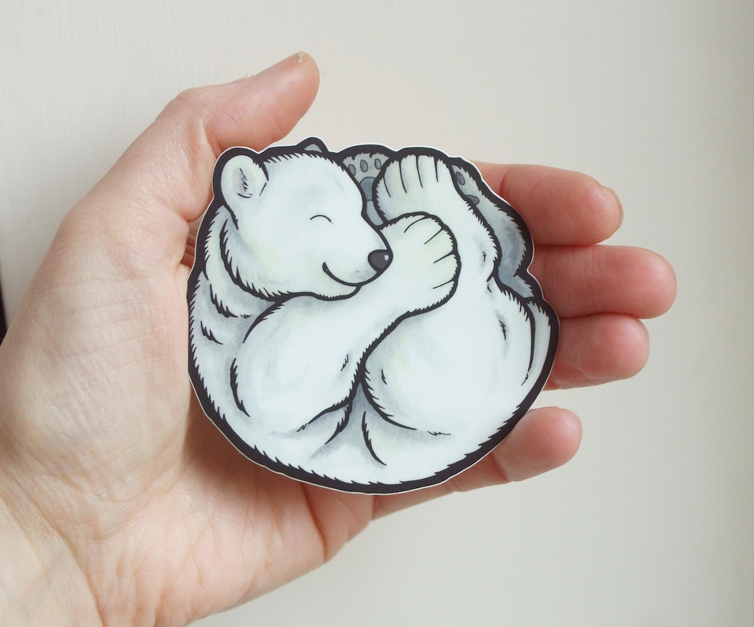 POLAR BEAR Cub Vinyl Stickers / Cute Sleeping Design From Original ...