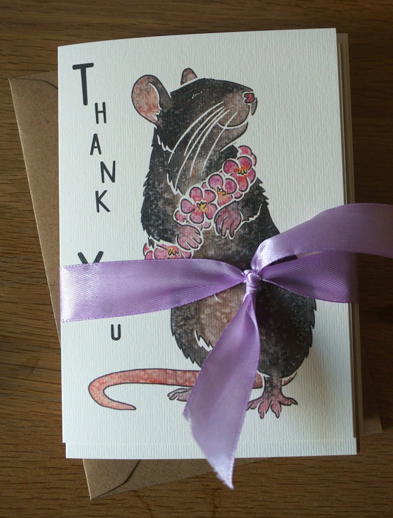 PET FANCY RAT black Topear Ratty Thank You Notecards Gifts - Etsy