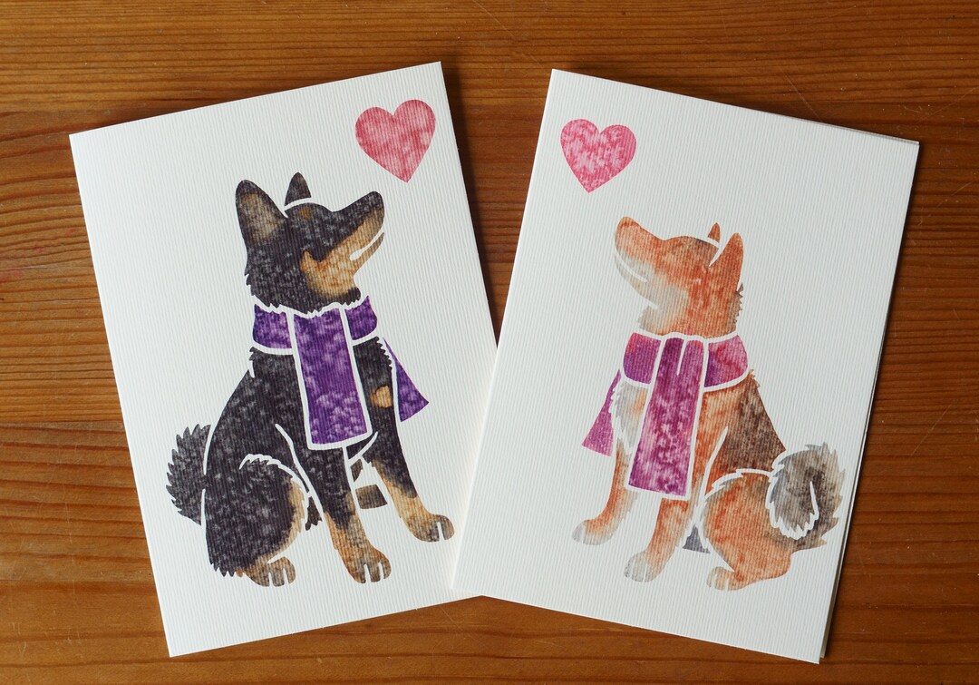 JAPANESE SHIBA INU Ken Note Cards / Printed Watercolour Design / Gift ...