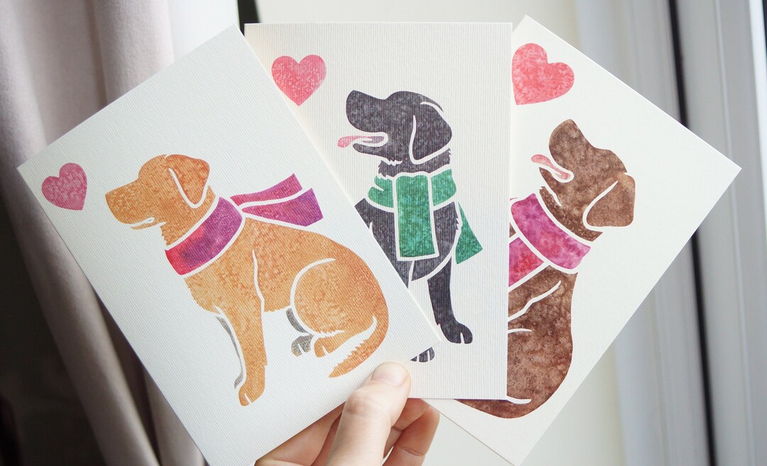 LABRADOR RETRIEVER Note Cards / Yellow, Black, Chocolate /printed ...