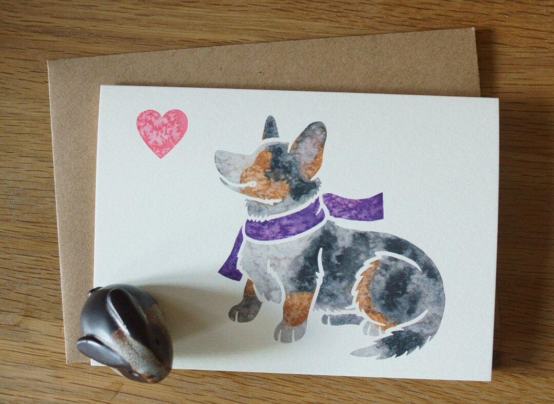 CARDIGAN WELSH CORGI Note Cards / Printed Watercolour Design / Gift ...