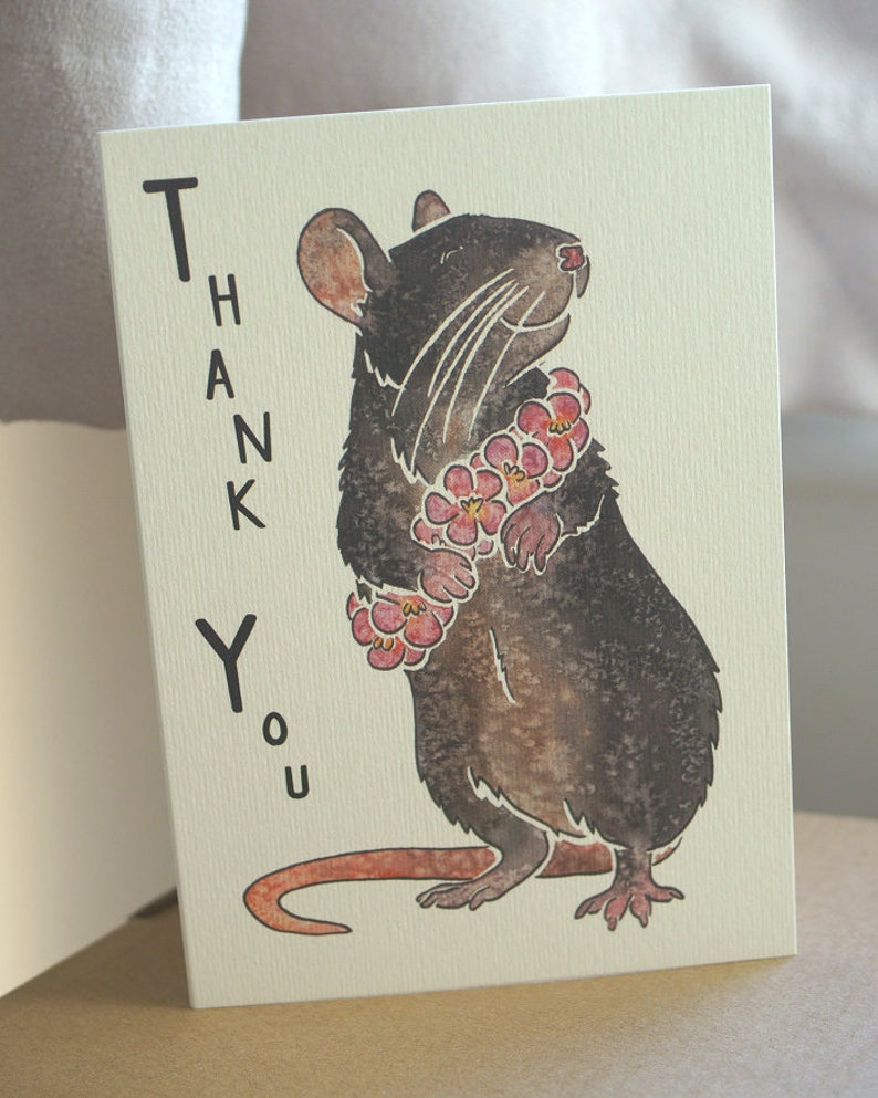 PET FANCY RAT black Topear Ratty Thank You Notecards Gifts - Etsy