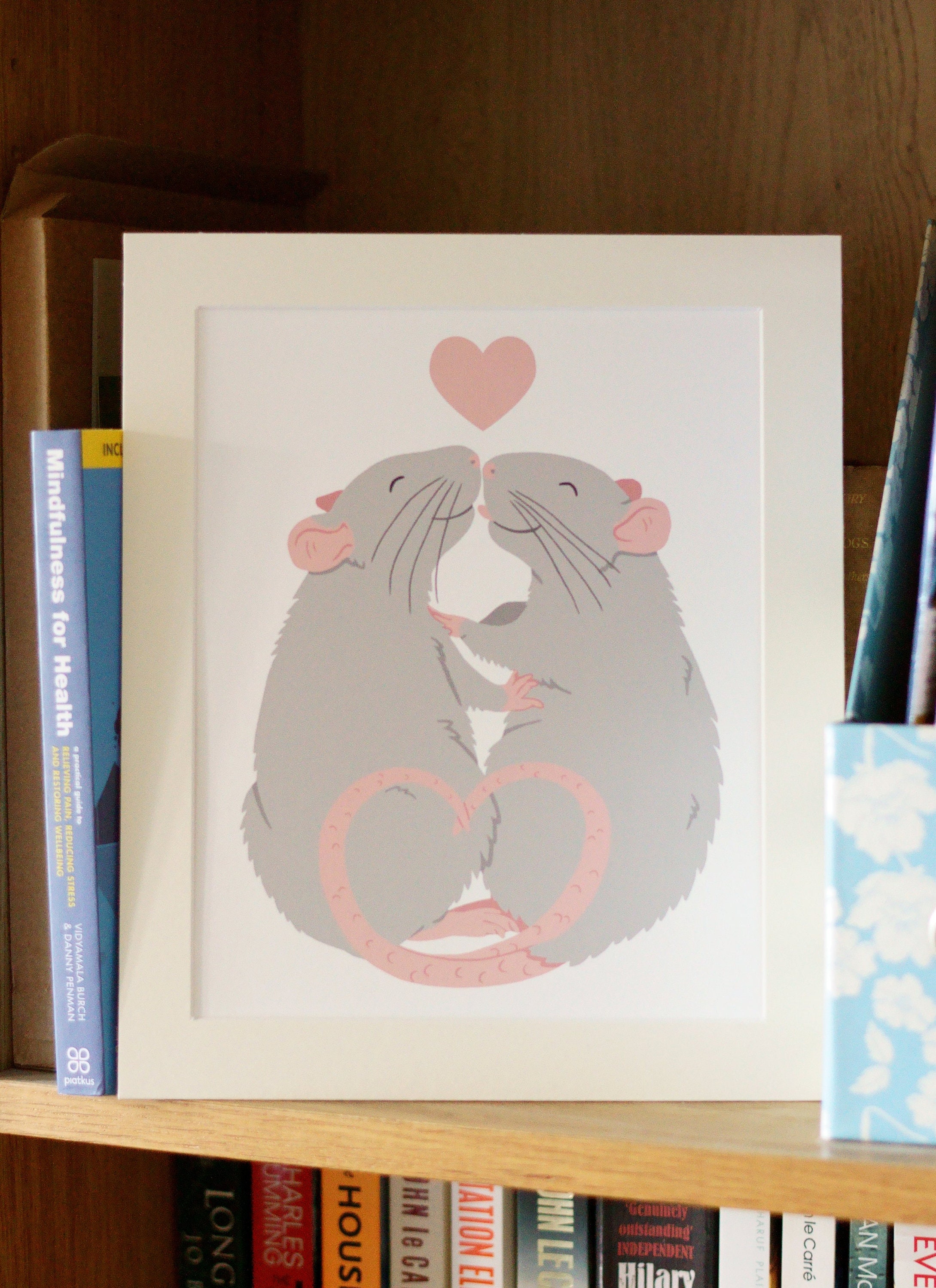 PET RAT Custom Illustration - 12x10" Mounted Print, Choose Colours, Ear ...