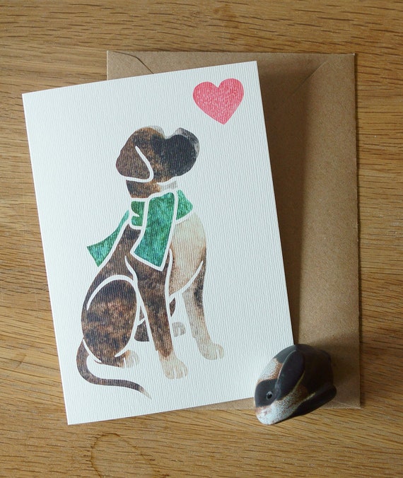 Brindle or fawn BOXER undocked dog cute watercolour design | Etsy