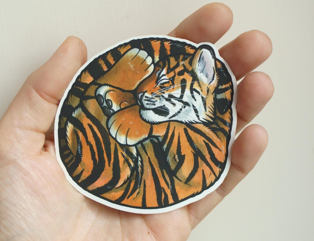 Sleeping TIGER Cub Vinyl Stickers / Cute Sleeping Bengal or Siberian ...