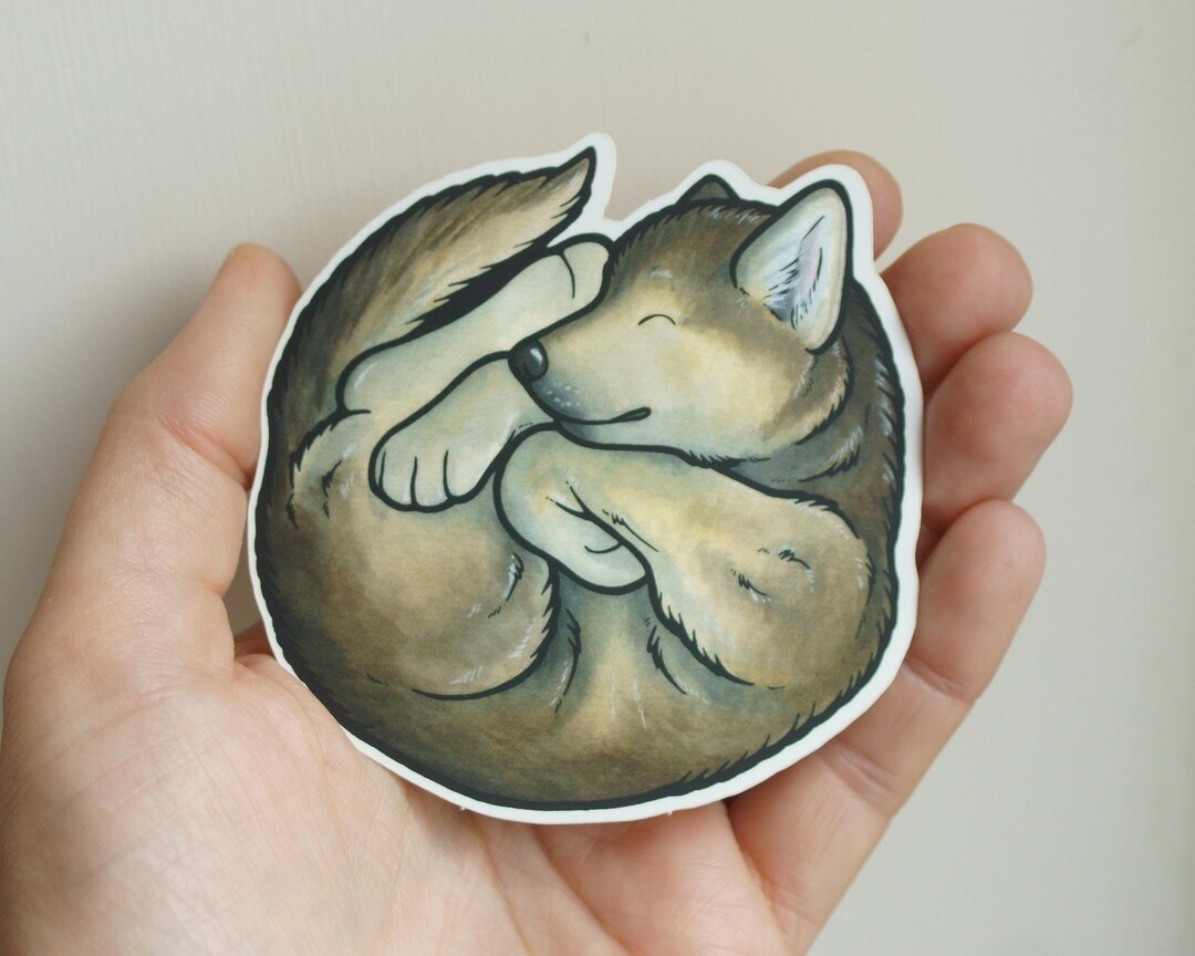 Sleeping WOLF Cub Vinyl Stickers / Cute Timber/grey Wolves Design From ...