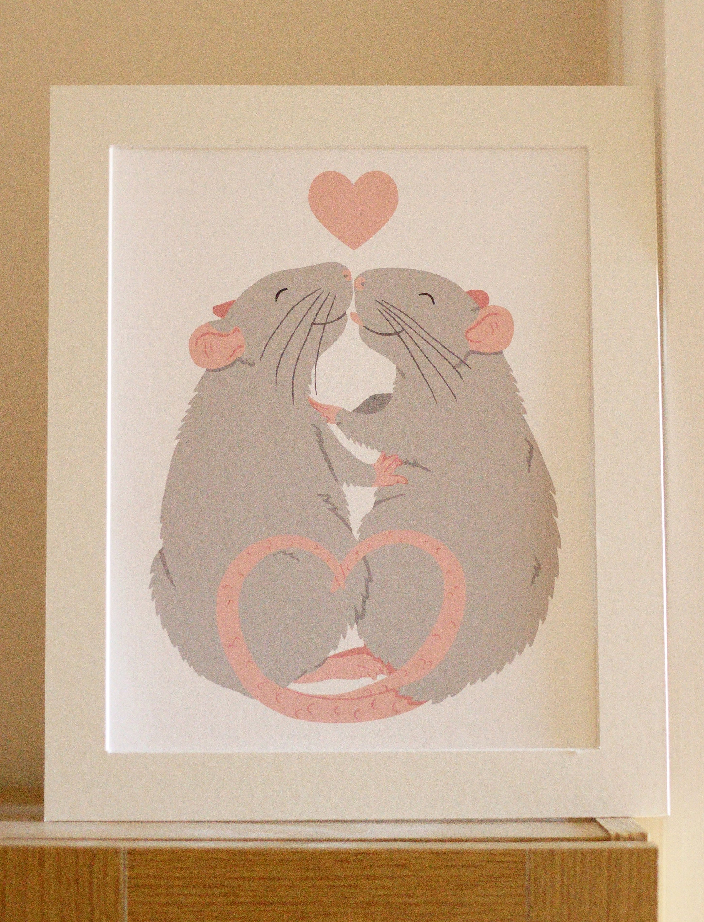 PET RAT Custom Illustration - 12x10" Mounted Print, Choose Colours, Ear ...