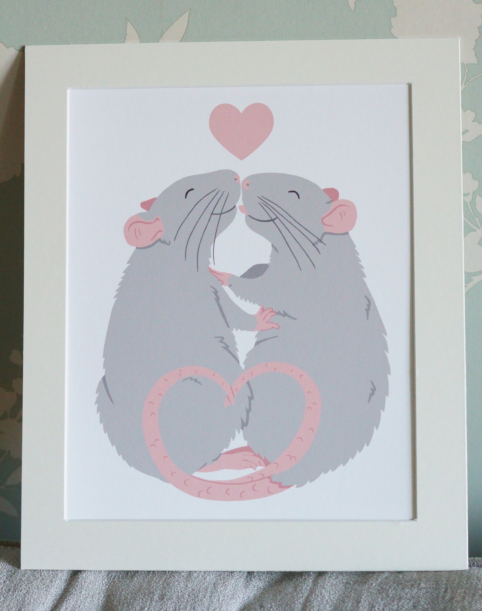 PET RAT Custom Illustration - 12x10" Mounted Print, Choose Colours, Ear ...