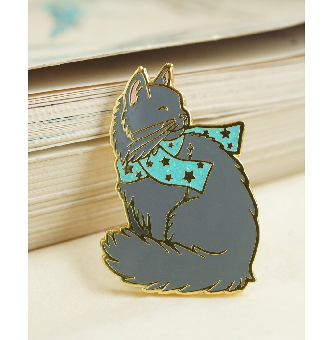 Grey or Blue CAT Enamel Lapel Pin Badge Brooch / Perfect Gift for Cat ...