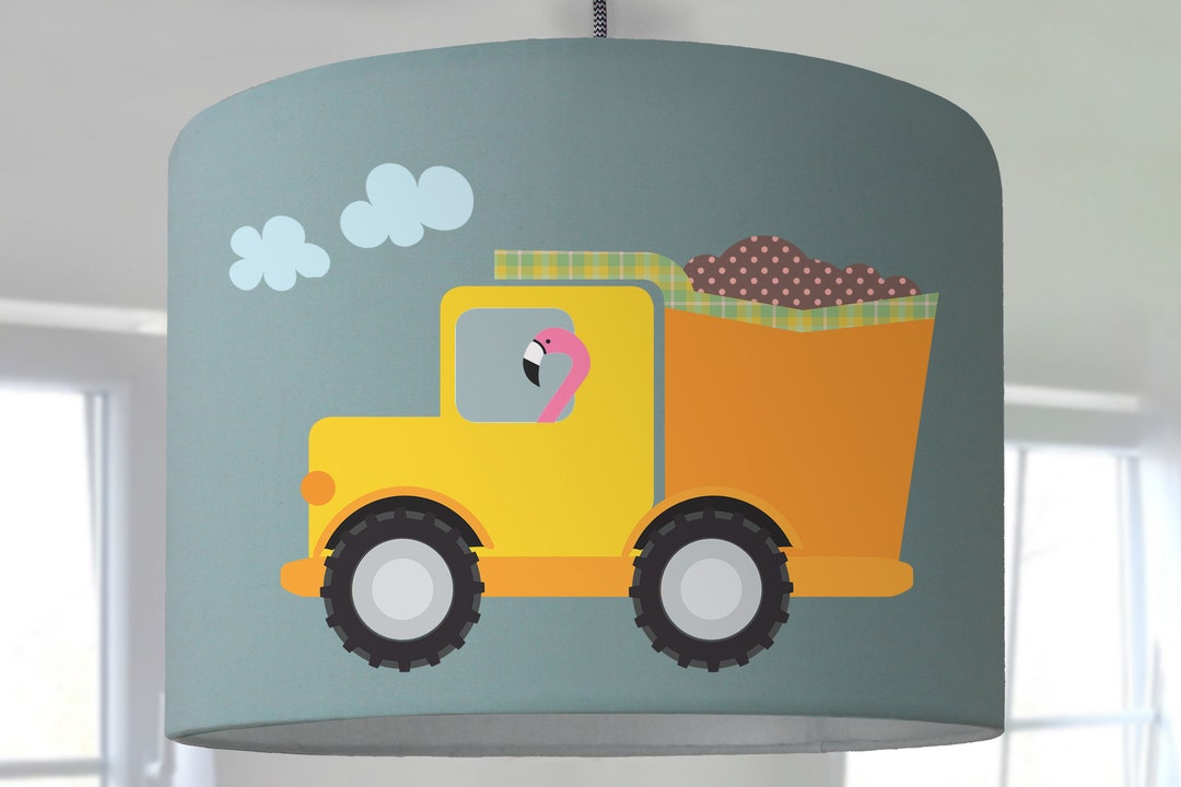 Lampshade Children's Room Construction Site Cars Excavator Trucks ...