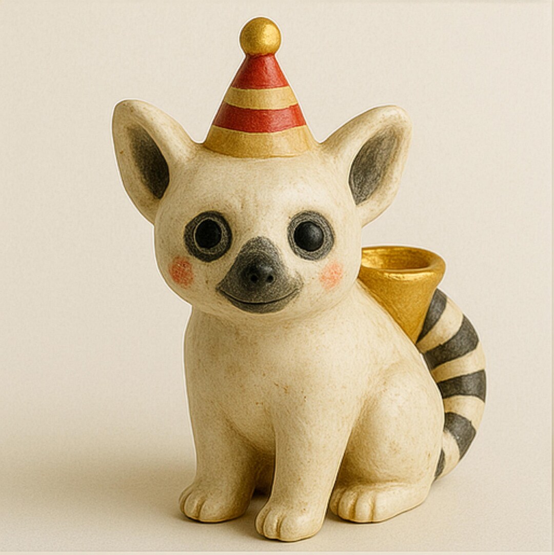 Lemur Candle Holder • Handmade Decorative Figurine • Vintage Look ...