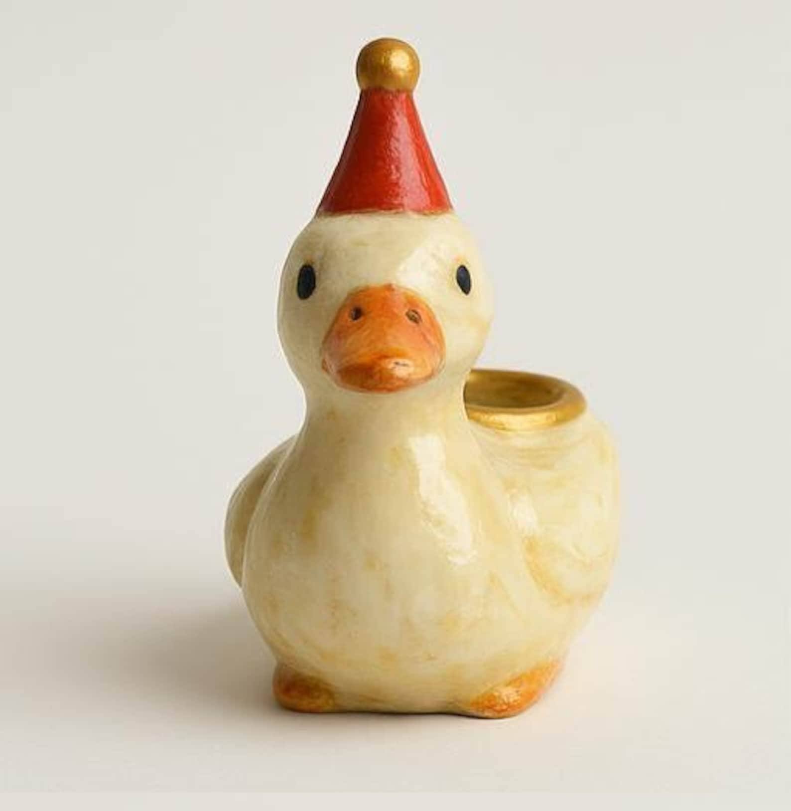 Hand-painted Cake Topper “duck With Party Hat” – Clay Candle Holder - Etsy