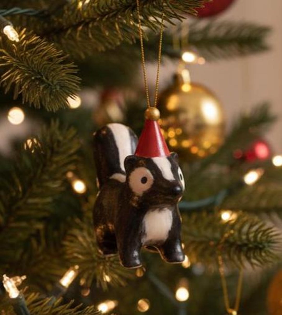 Handmade Christmas Ornament – Skunk With Santa Hat | Limited Winter ...