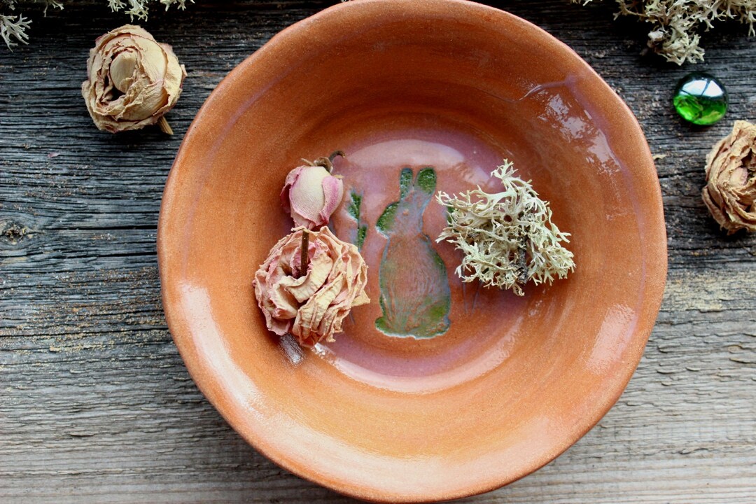Meadow Rabbit Ceramic Bowl, Pottery Handmade, Decorative Bowls, Cute ...