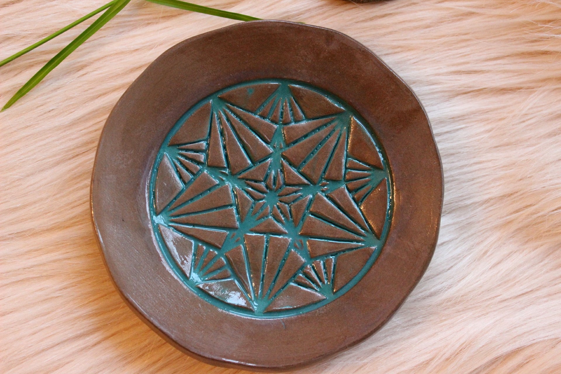 Ceramic plate with geometric design Pottery handmade | Etsy