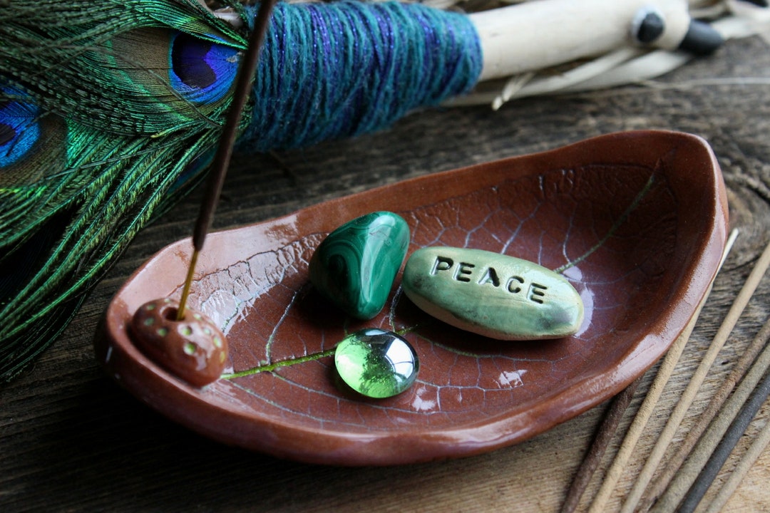 Incense Stick Holder Tree Leaf, Handmade Ceramics, Yoga Gifts, Ceramic ...