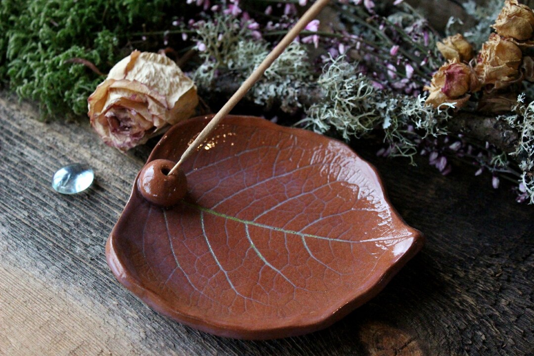 Incense Stick Burner Tree Leaf, Handmade Ceramics, Yoga Gift Ceramic ...
