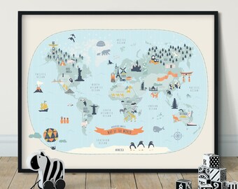 Kids world map | Etsy