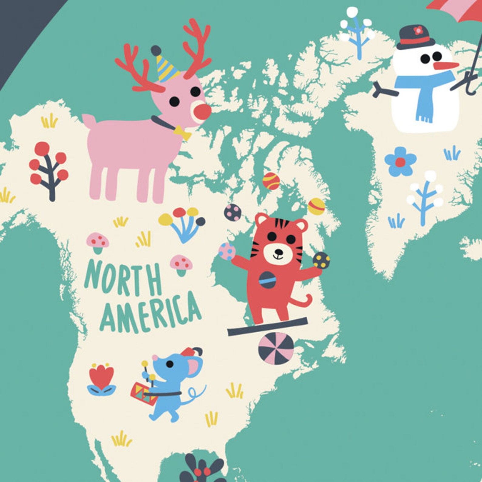 Animal Circus World Map Nursery Animal World Map PRINTABLE - Etsy