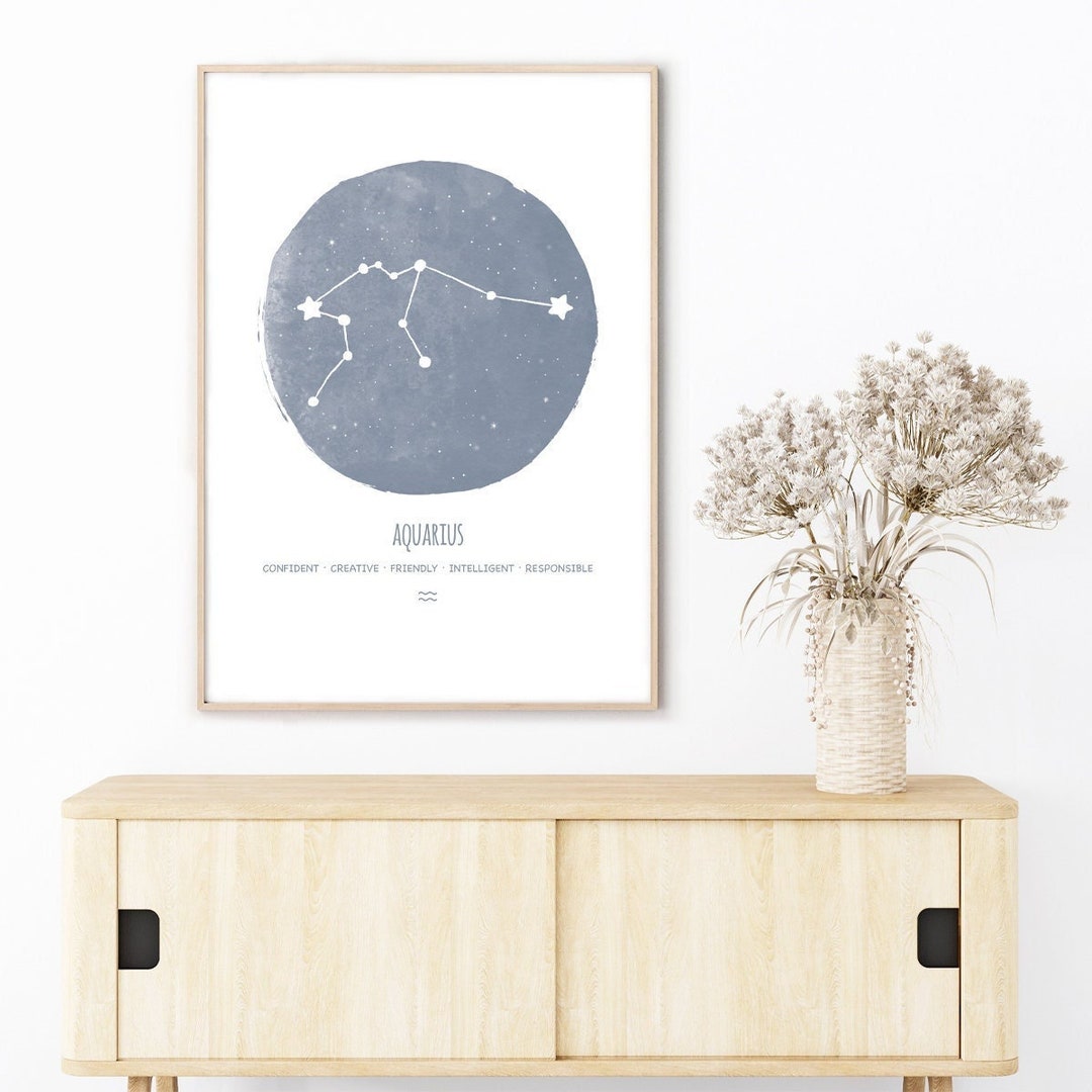 AQUARIUS Star Sign - PRINTABLE, Printable Poster, Zodiac Wall Art ...