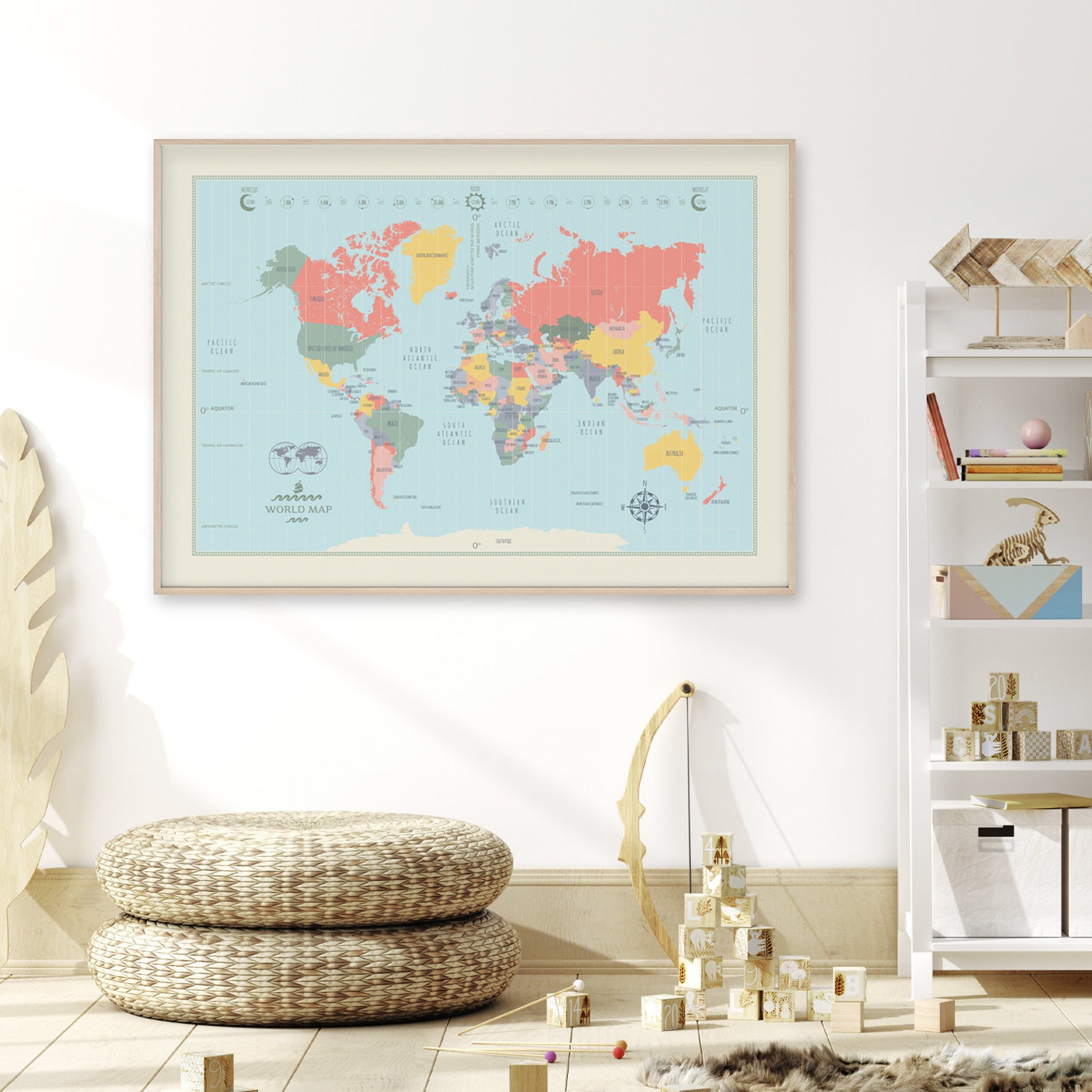 World Map - PRINTABLE, Kids Room World Map, Large Educational Wall Map ...
