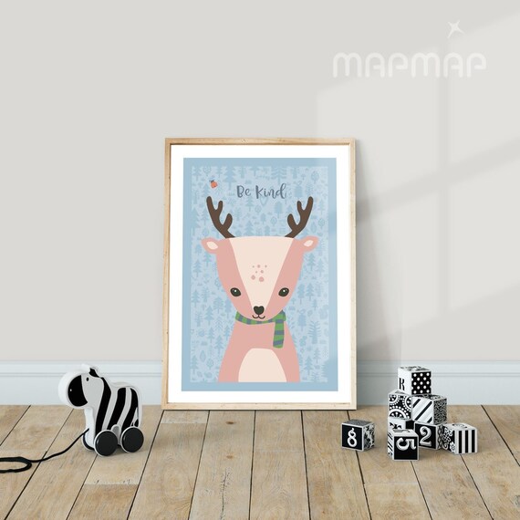 Be Kind Woodland Nursery Decor PRINTABLE Illustrated Deer - Etsy