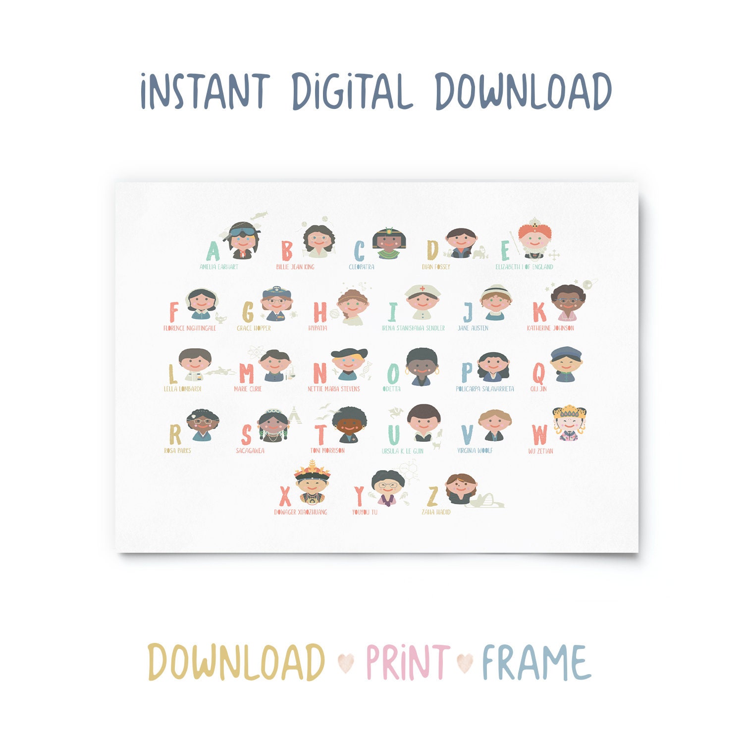 Inspiring Women Alphabet, PRINTABLE - ABC Great Women Who Made History ...