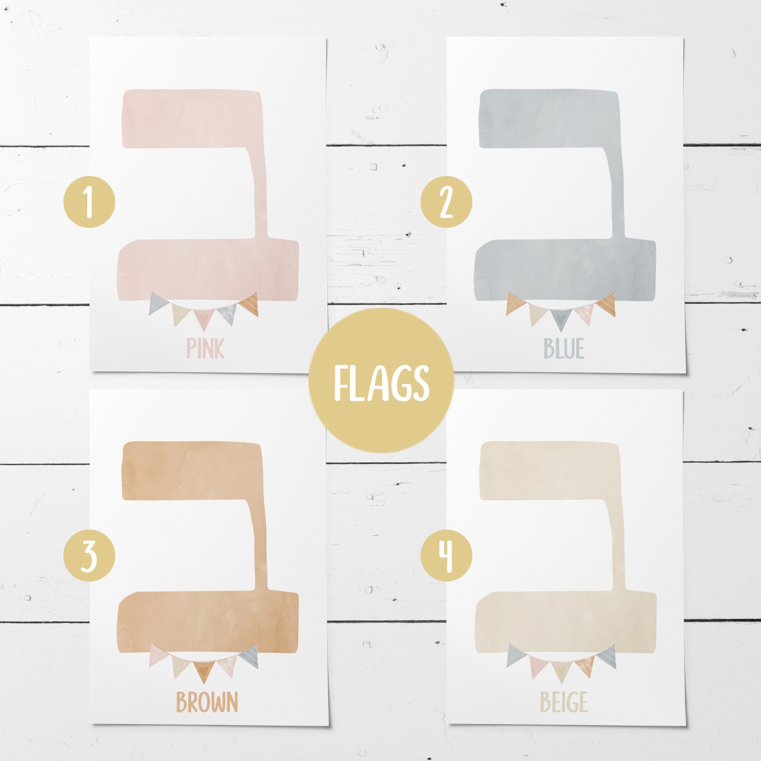 Personalised Initial Print SET of 3 PRINTABLE, Custom Name Print Alef ...