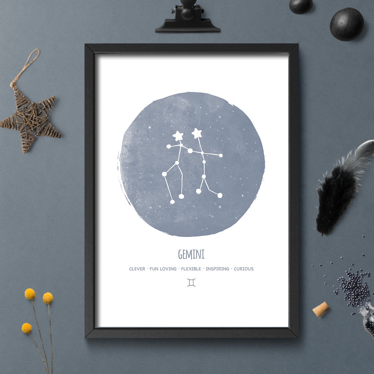 GEMINI Star Sign PRINTABLE Printable Poster Zodiac Wall - Etsy