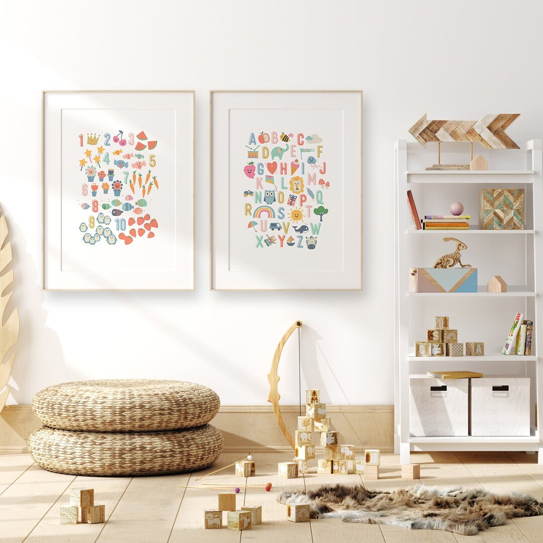 Alphabet & Numbers Poster PRINTABLE Set of 2, ABC and 123 Printable ...