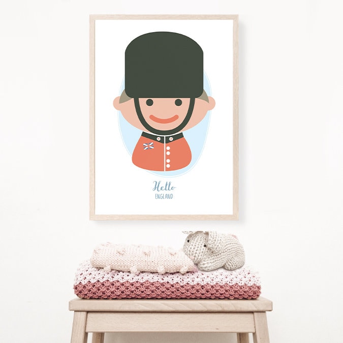 England Nursery Print, British Guard Art, Kids World Decor (digital ...