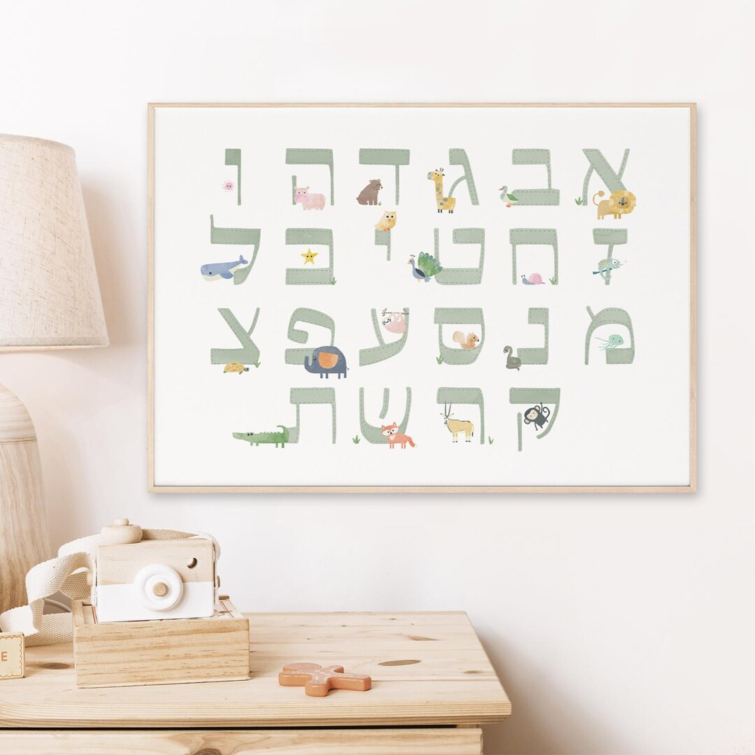 Animal Alef Bet Poster - PRINTABLE, Aleph Bet Hebrew Letters Art for ...