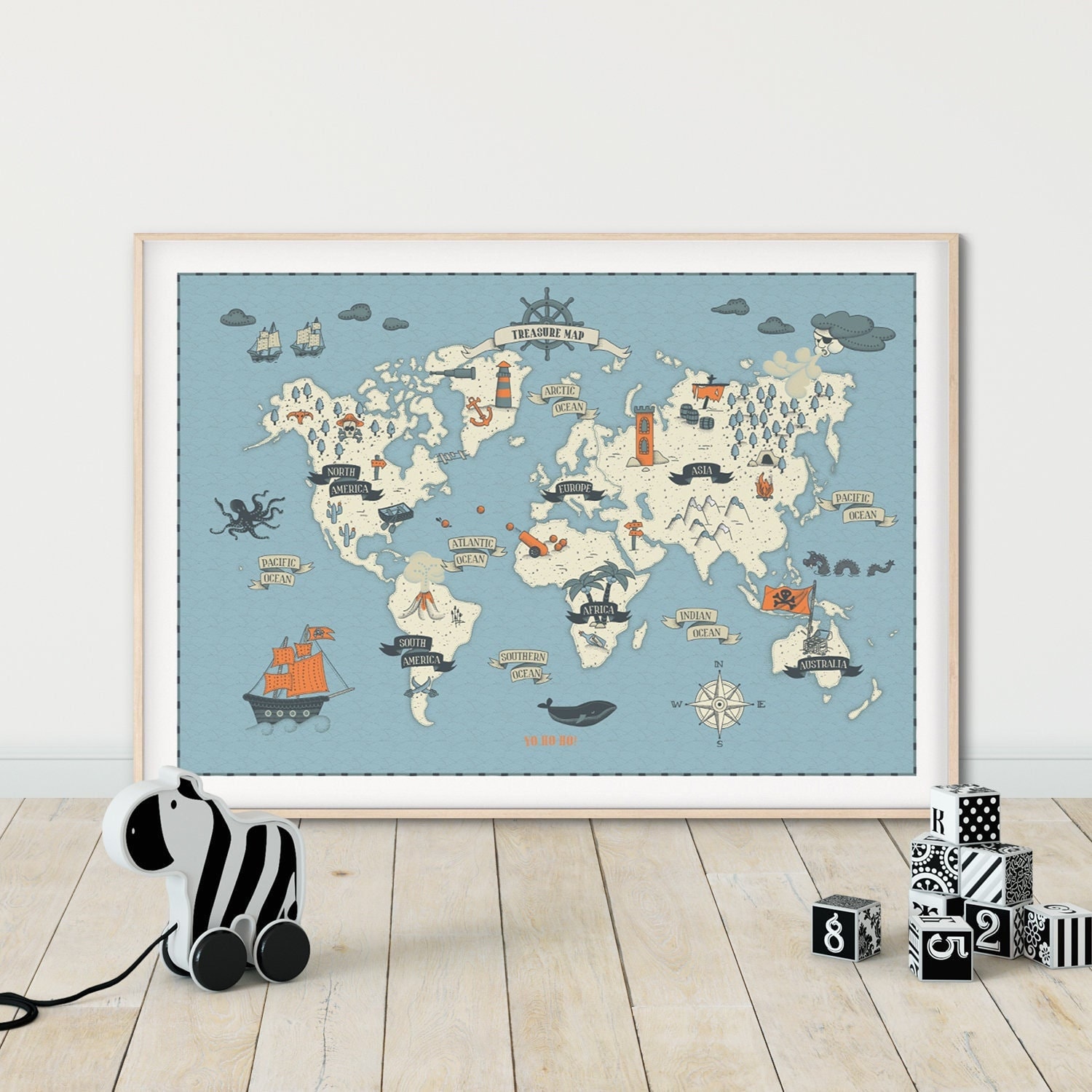 Pirates Map Treasure Map Nursery World Map PRINTABLE Kids - Etsy