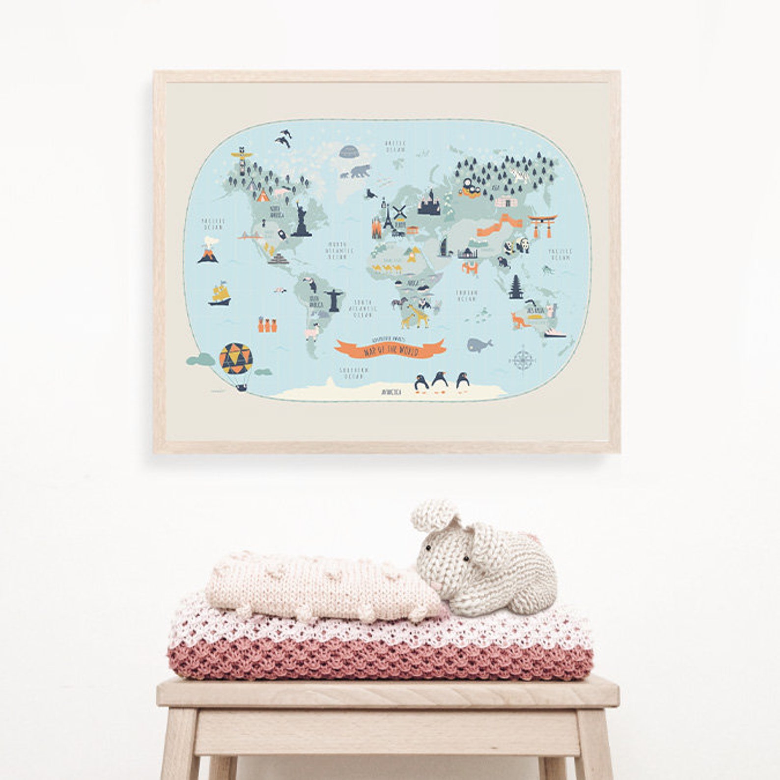 Animal World Map - PRINTABLE, Map Wall Art, Educational Print, Baby ...