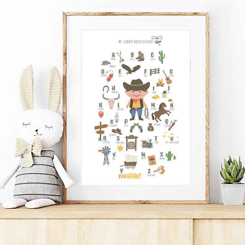 ABC Cowboy World Alphabet - PRINTABLE, Western Nursery Wall Art, Cowboy ...
