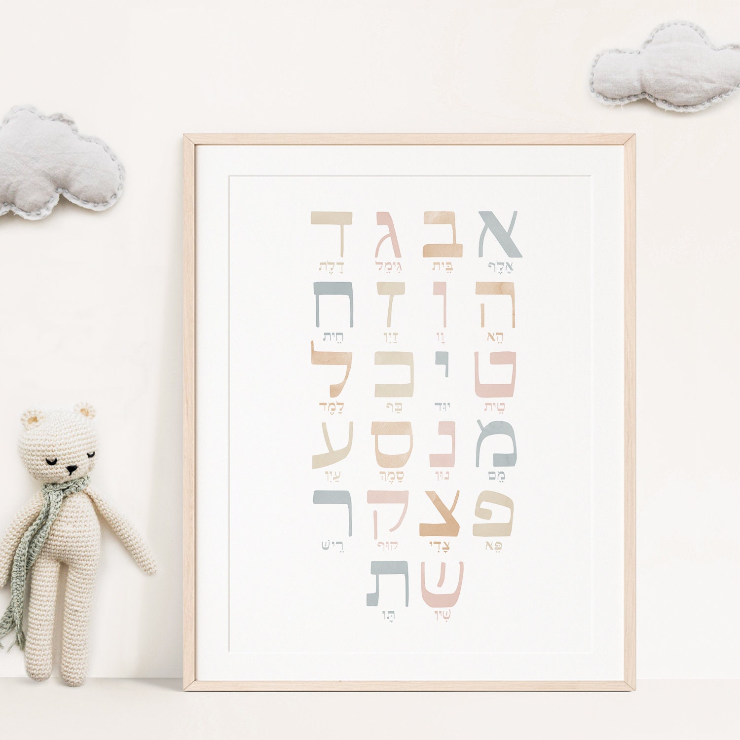 Hebrew Alphabet PRINTABLE, Alef Bet Letters With Names and Nikud ...