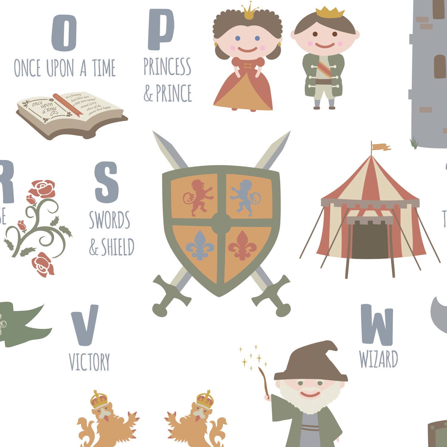 ABC Knight World Alphabet PRINTABLE, Medieval Nursery Alphabet Wall Art ...