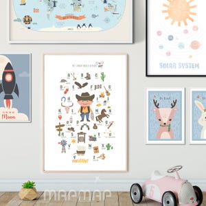 ABC Cowboy World Alphabet - PRINTABLE, Western Nursery Wall Art, Cowboy ...