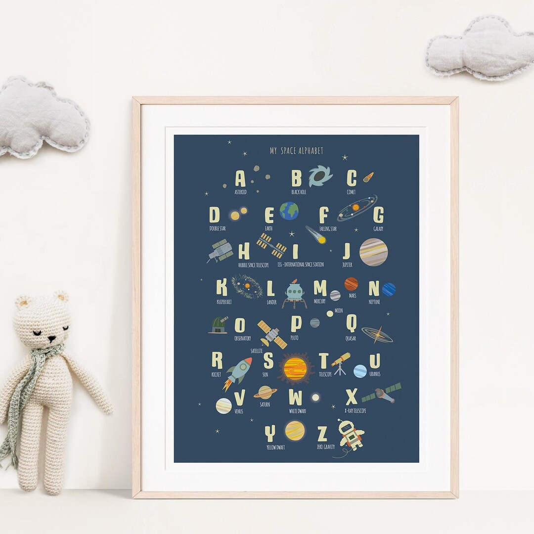 ABC Space Alphabet - PRINTABLE, Space Nursery Wall Art, ABC for Kids ...