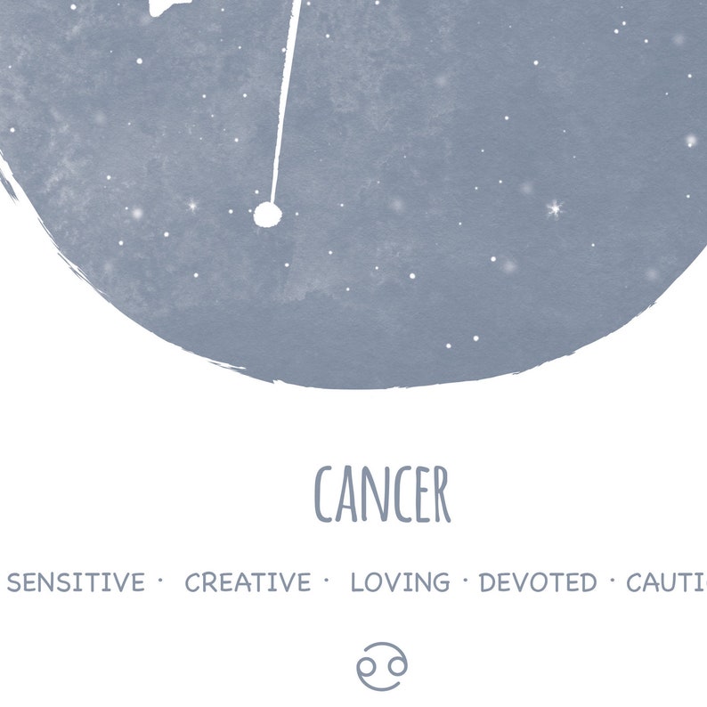 CANCER Star Sign PRINTABLE Printable Poster Zodiac Wall - Etsy