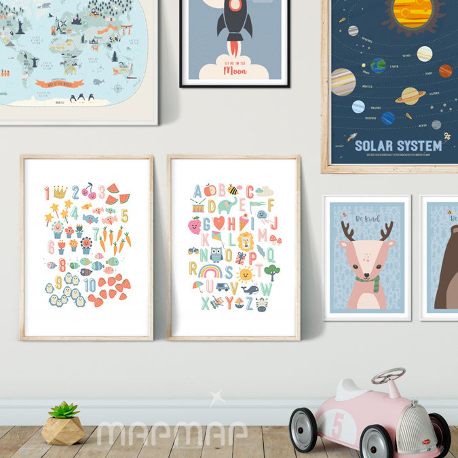 Alphabet & Numbers Poster PRINTABLE Set of 2 ABC and 123 | Etsy