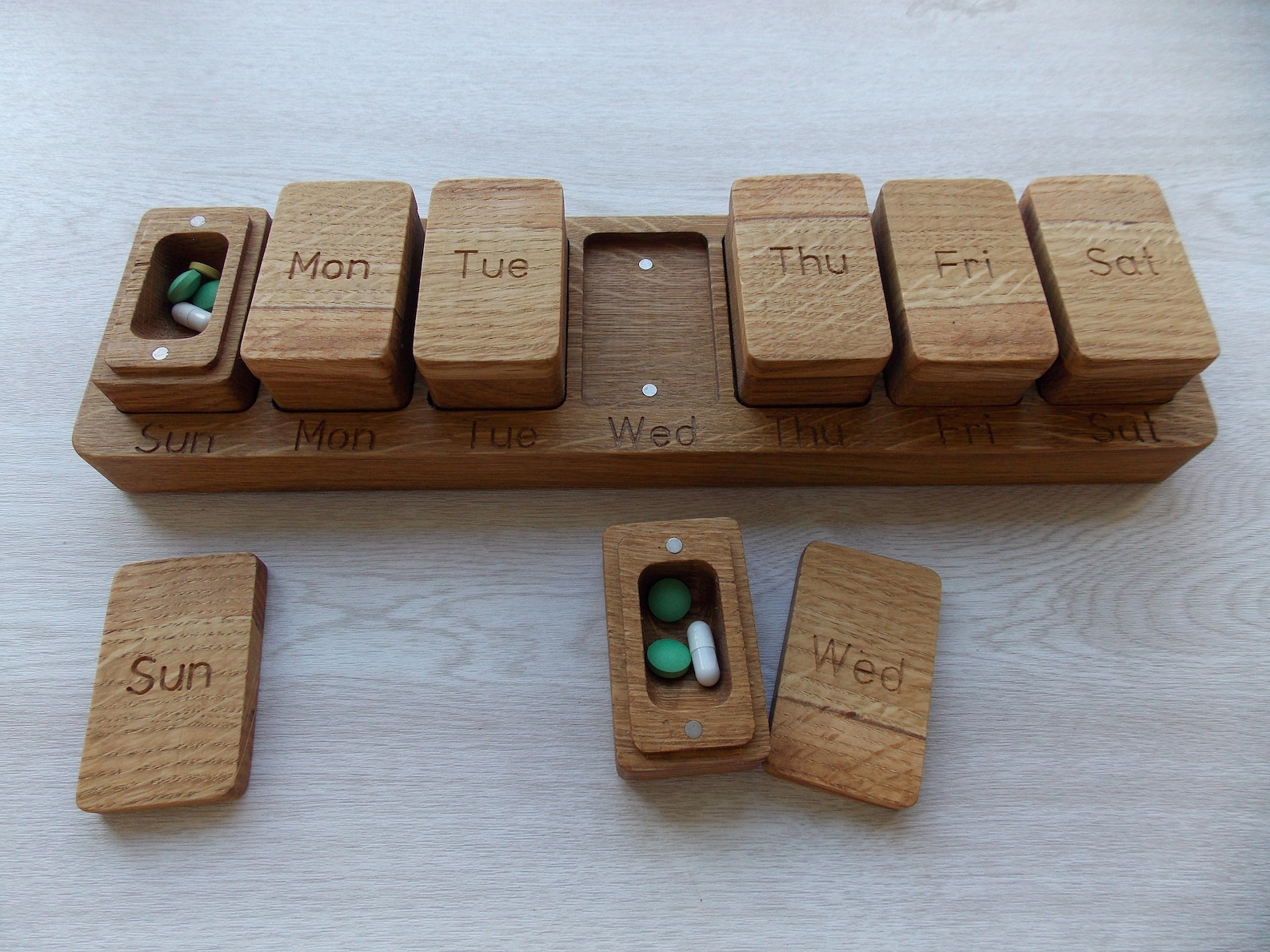 Wooden Pill Box 7 Day Weekly Large Modular Wall Box /decorative Holder ...