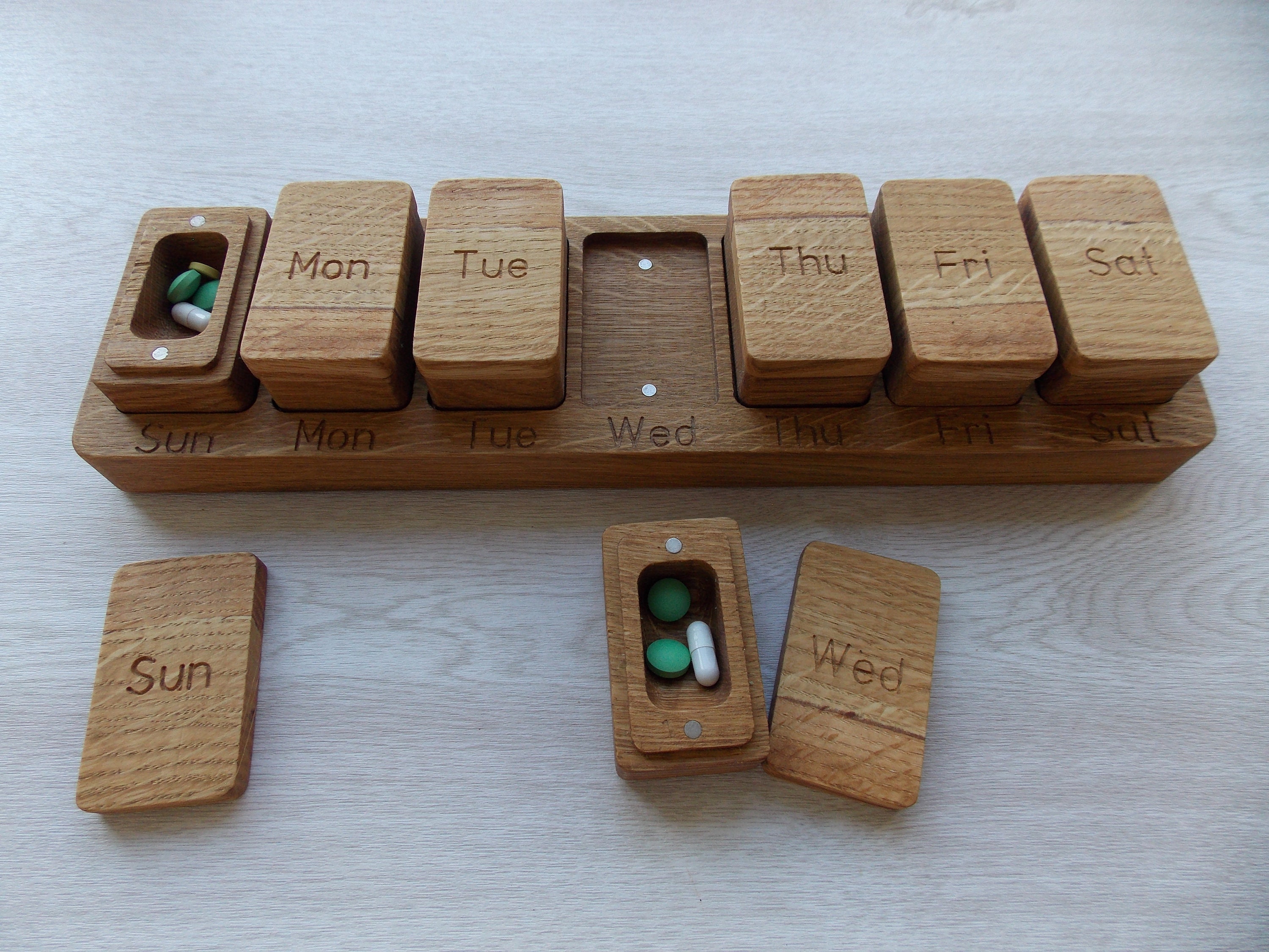 Wooden Pill Box 7 Day Weekly Large Modular Wall Box - Etsy UK