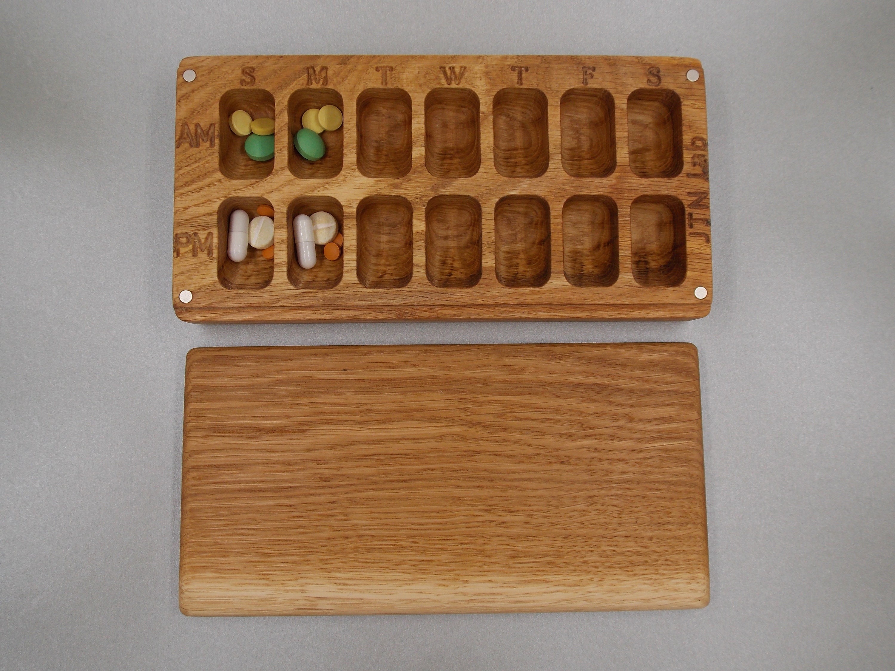 Wooden Pill Box 7 Day Night A.M P.M Pill Case Organizer Twice | Etsy