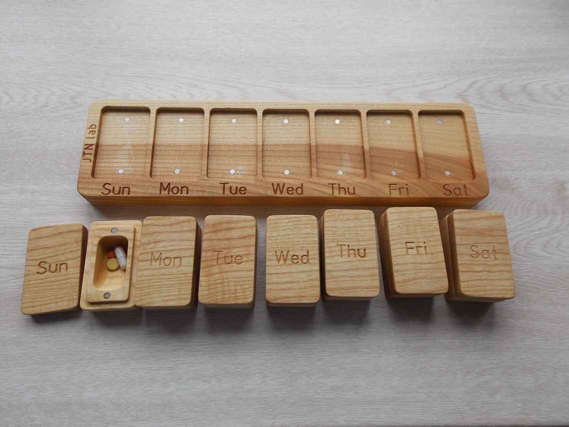 Wooden Pill Box 7 Day weekly Large Modular wall box | Etsy