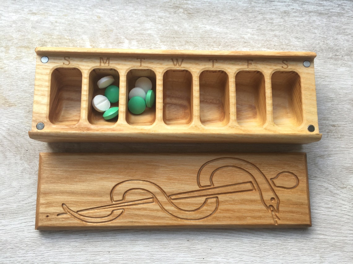 Wooden Pill Box 7 Day / Decorative Travel Pill Box / Nature - Etsy