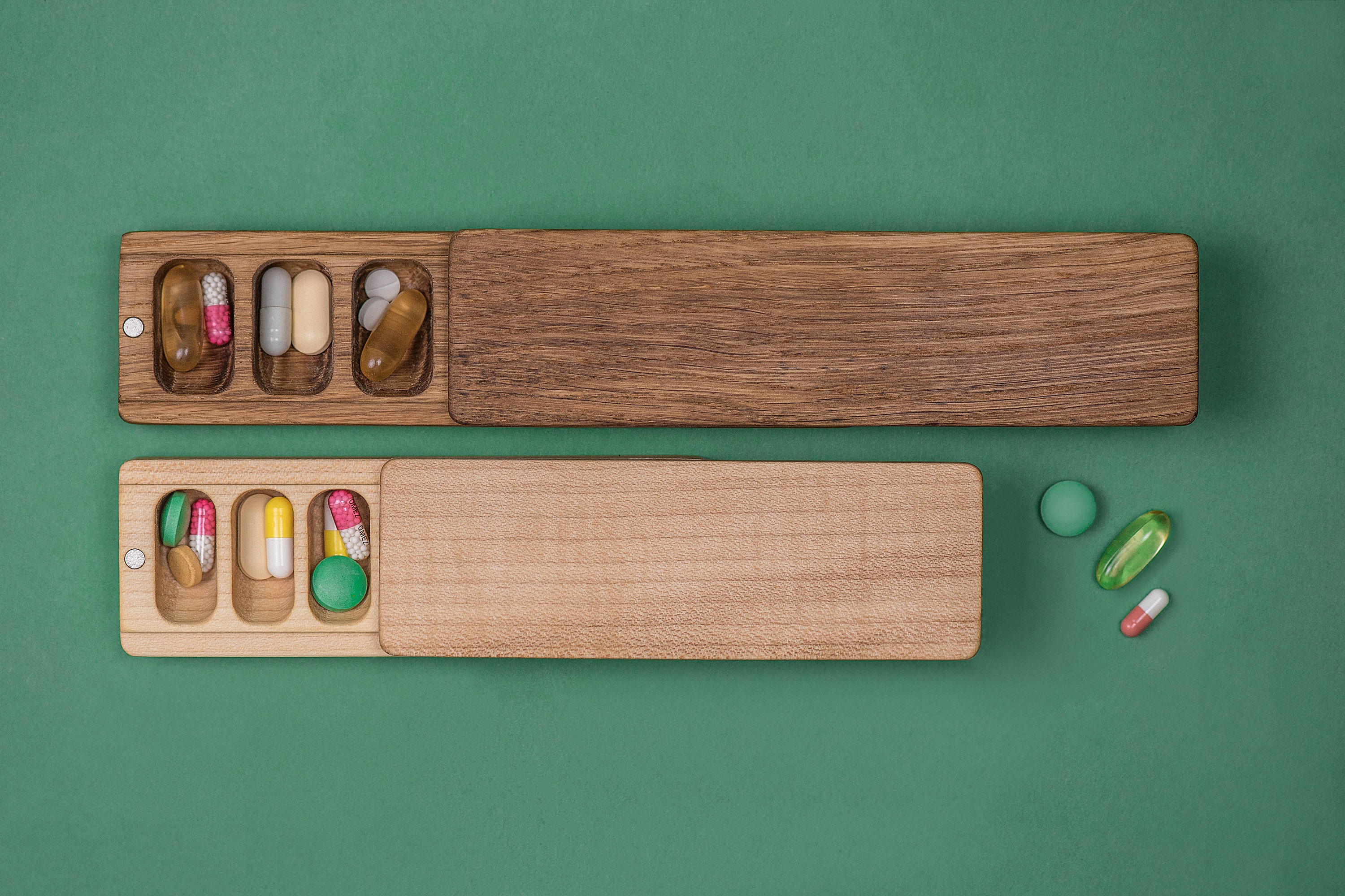 Weekly Pill Case 7 Day Pill Box Pill Organize Wooden Pill Container ...