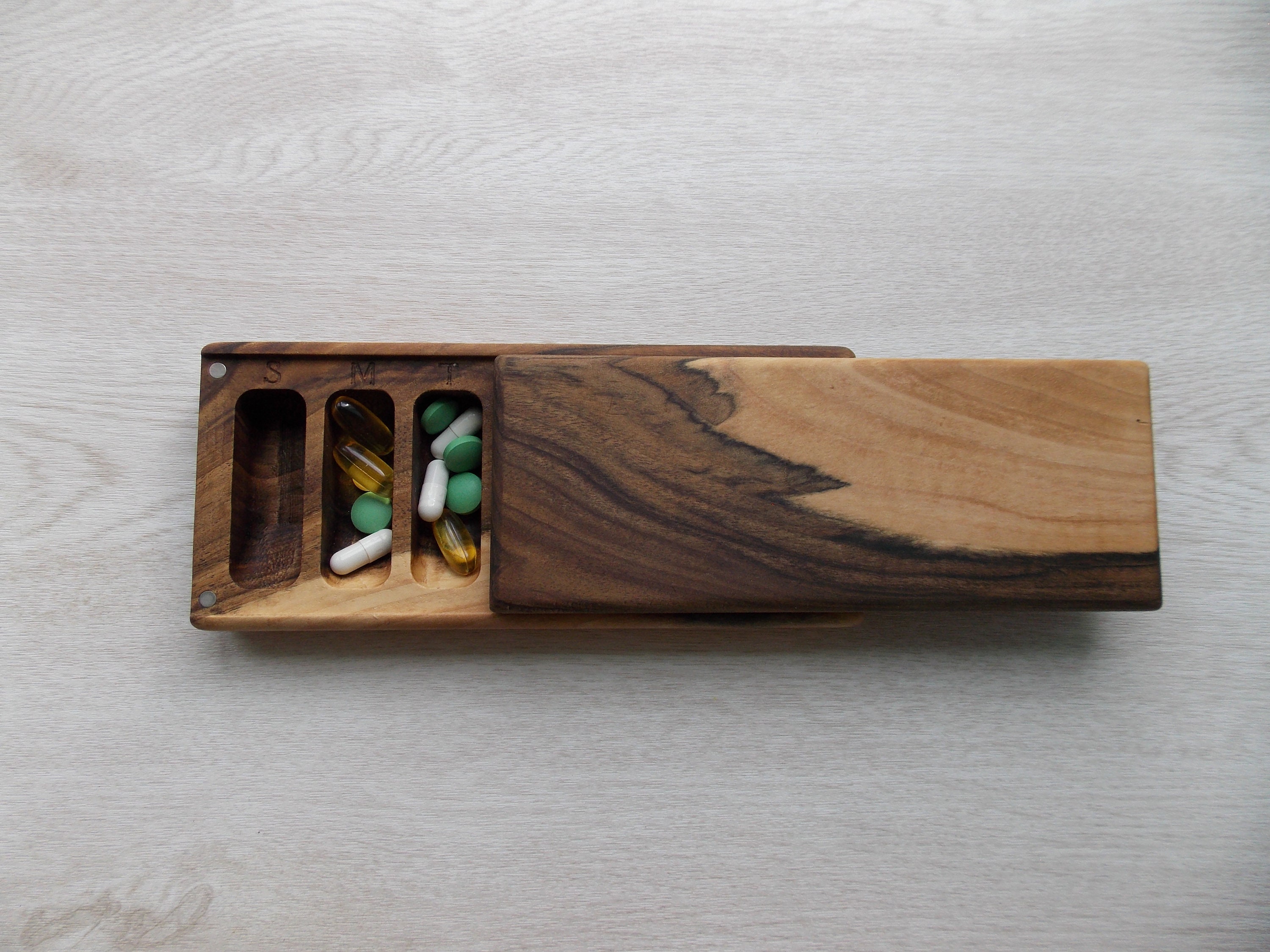 Wooden Pill Box 7 Day / Pill Case Organizer Decorative Travel Large ...